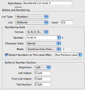 Multi-Level Automatic Numbering in InDesign