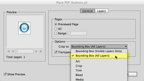 Changing the visible layers for Illustrator documents