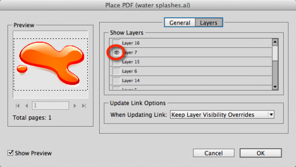 Changing the visible layers for Illustrator documents