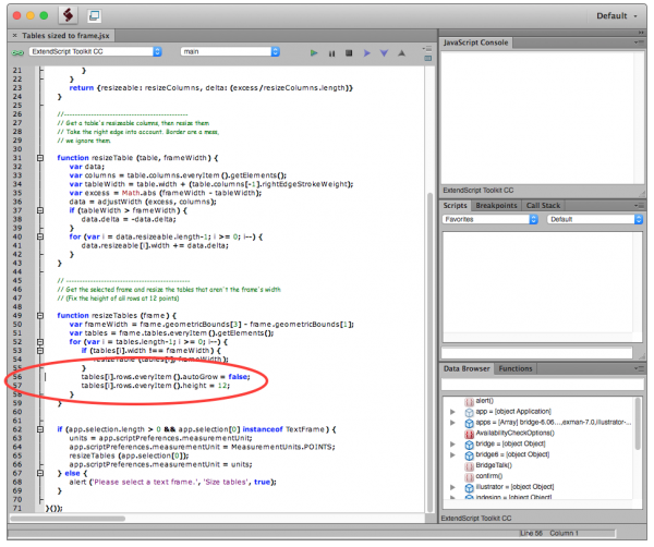 Sizing Tables With a Script | CreativePro Network