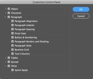 Customizing the Control Panel in InDesign | CreativePro Network
