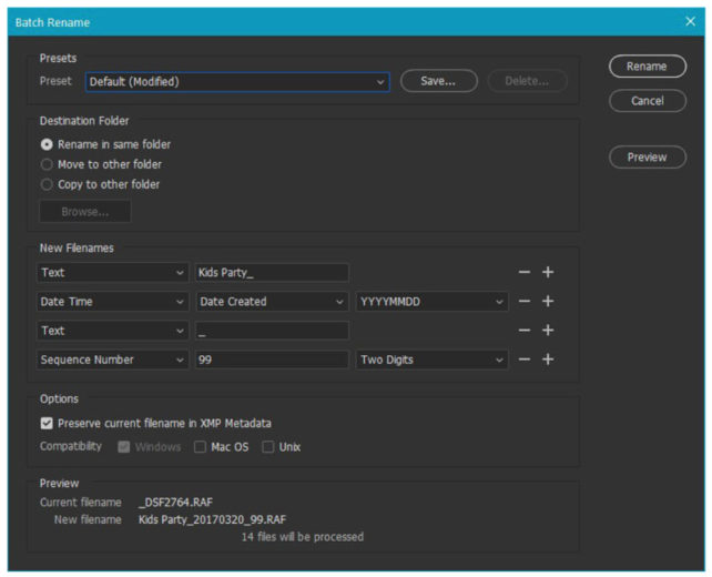 Batch Rename Files in Adobe Bridge