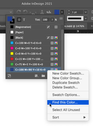 Finding Colors Faster in InDesign