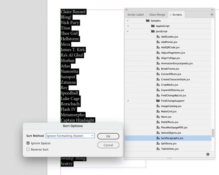 Sorting Text in InDesign | CreativePro Network
