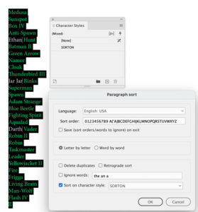 Sorting Text in InDesign