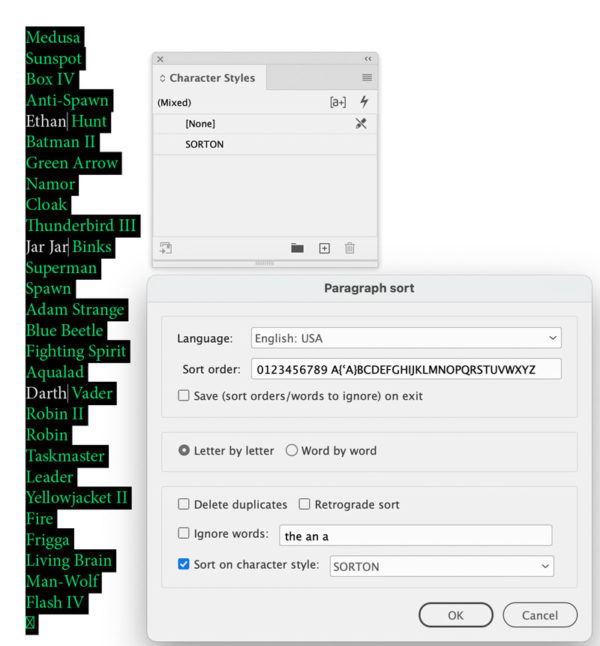 Sorting Text in InDesign | CreativePro Network