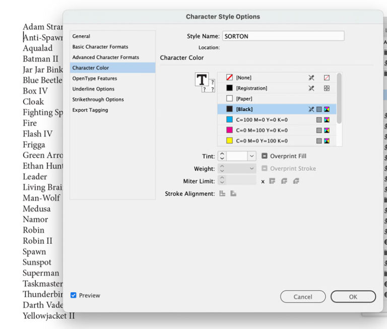 Sorting Text in InDesign