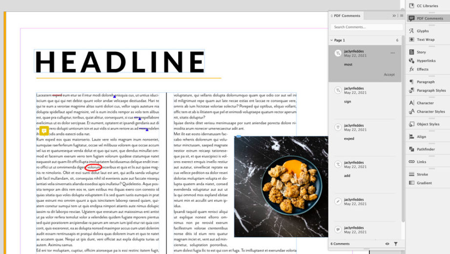 Using InDesign’s PDF Comments Panel