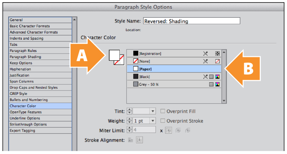 Working with Reversed Text in InDesign