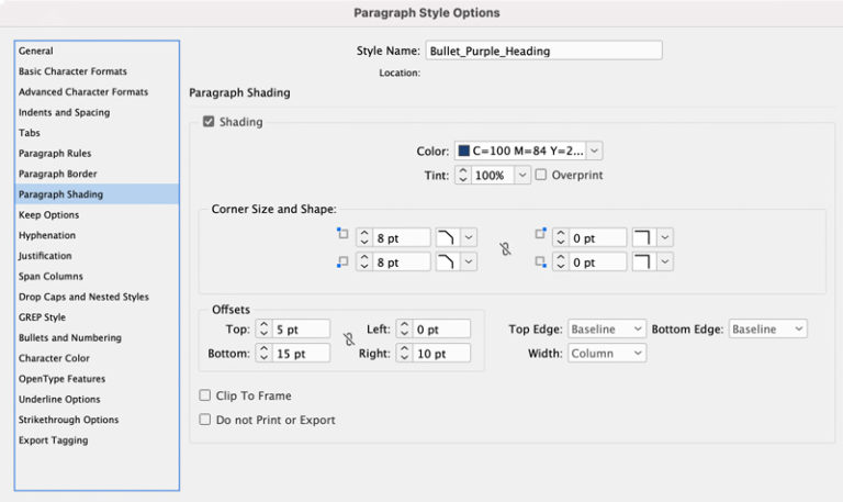 Making Bulleted Text Without Bullets in InDesign