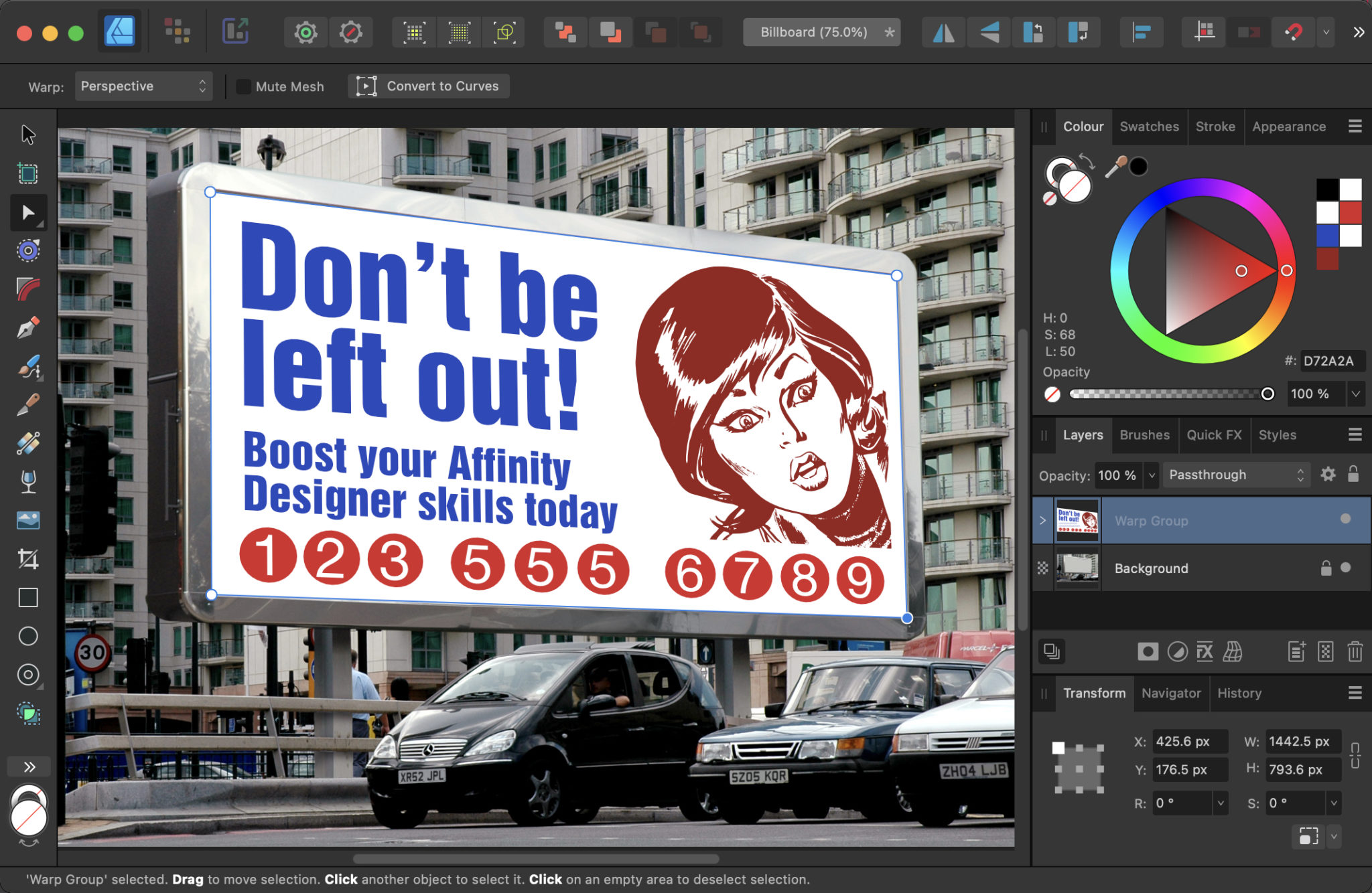 Warping Artwork in Affinity Designer
