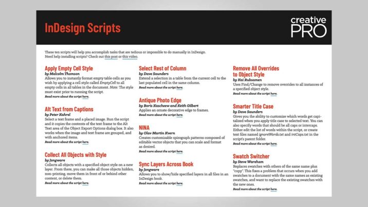 InDesign Downloadable: Script Sampler