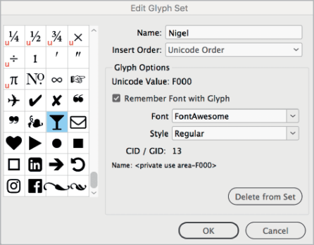 Digging into the Glyphs Panel