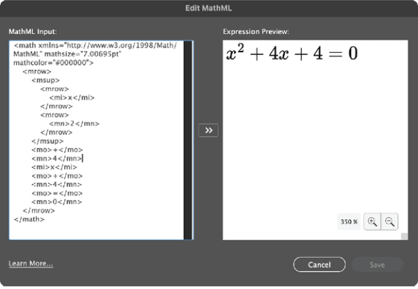A Formula for Success: InDesign + MathML