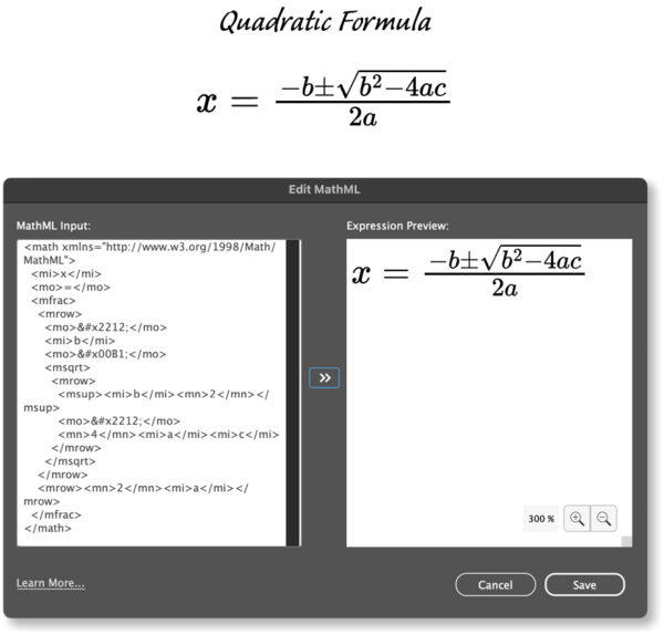 A Formula for Success: InDesign + MathML