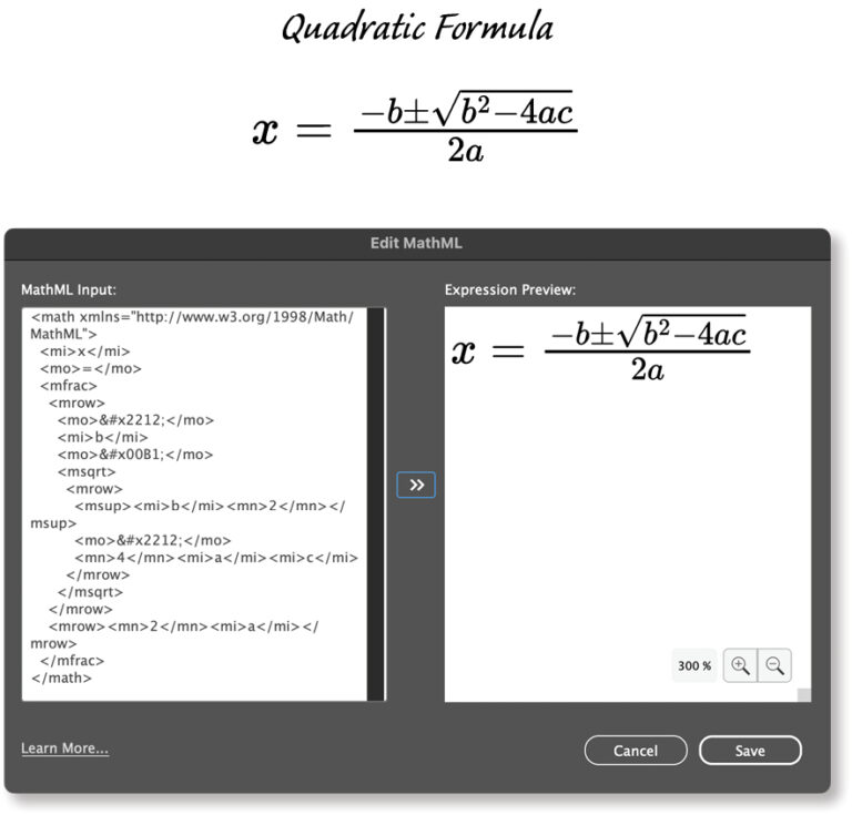 A Formula for Success: InDesign + MathML
