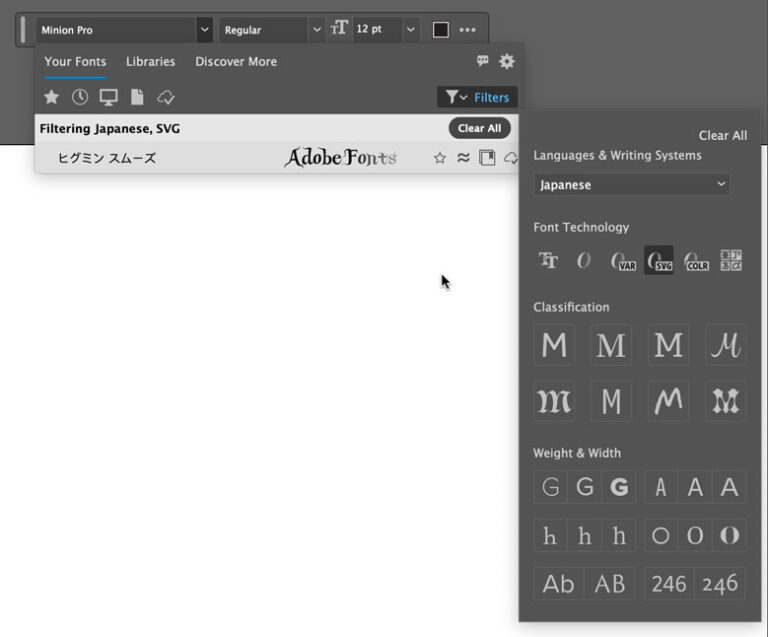 Finding, Filtering, and Organizing Fonts in Illustrator